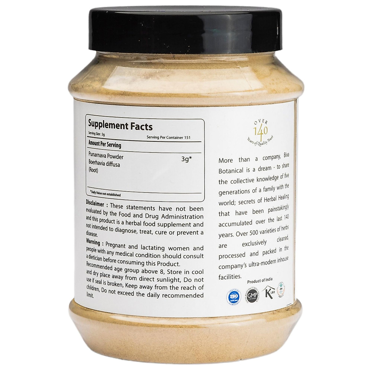 bixa BOTANICAL Punarnava Powder (Boerhavia Diffusa) Ideal Diuretic | Useful in Ascites and as Emmenagogue | Natural Herbal Supplement | Increases Digestion and Haemoglobin Levels –1 Pound (16 Oz)