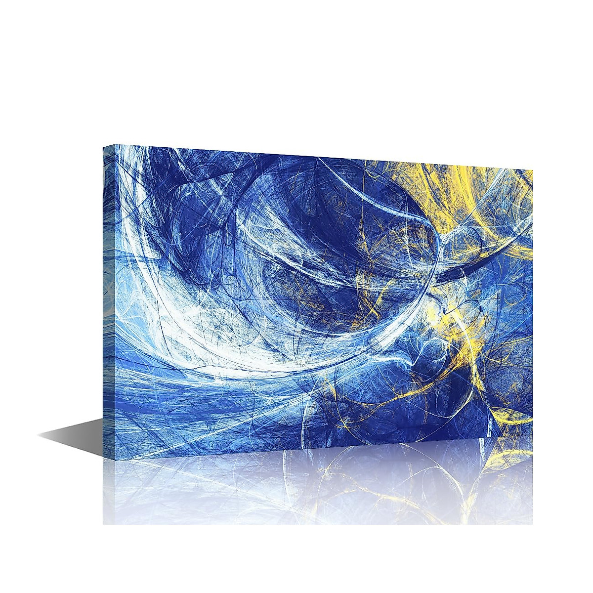 Black Art Wall Decor Blue and Yellow Paintings Canvas Wall Art Abstract Art Bathroom Decor Artwork for Wall Posters and Prints Wood Framed Wall Art Contemporary Home Decor Ready to Hang(24" Wx16 H)
