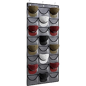 LokiEssentials Hat Rack- Hat Organizer Rack for Wall or Door, Storage for Baseball Caps, Display Hat Holder, Hooks Included, Large Pockets for Multiple Baseball, Golf, and Sports Caps Organization