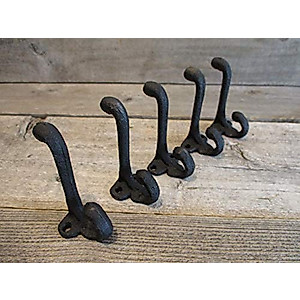 MIDWEST CRAFT HOUSE 5 Black Coat Hooks CAST Iron Acorn 3 1/4" Long HAT Wall School Towel