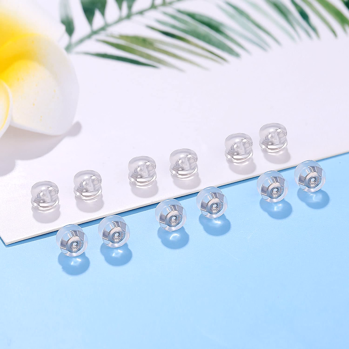 Kerryjewl 18K Gold Locking Secure Earring Backs for Studs, Silicone Earring Backs Replacements for Studs/Droopy Ears, No-Irritate Hypoallergenice Earring Backs for Women Men(White Gold)