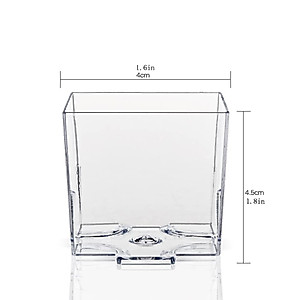 Qixivcom 60 Pack 2oz Mini Square Cup Clear Plastic Dessert Cupcake Dessert Maker Cup Dessert Cup Party Cups Perfect for DIY Dessert Appetizers, Puddings, Mousse Cakes, Ice Cream Party Cups