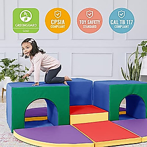 ECR4Kids SoftZone Triple Tunnel Maze, Toddler Playset, Assorted, 9-Piece