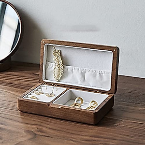 ZZYINH AN207 Wooden Jewelry Box Storage Box Small Exquisite Jewelry Hanging Necklace Earrings Ring Portable Jewelry Box Small Jewelry (Color : Walnut)