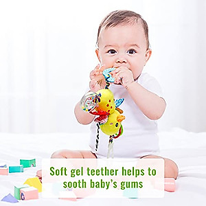 Funsland Baby Stroller Toy and Car Seat Toy for Infant with Teether Hanging Rattle Toys Clip on Stroller Toy Soft Plush Baby Toys for Boys and Girls 3-12 Months