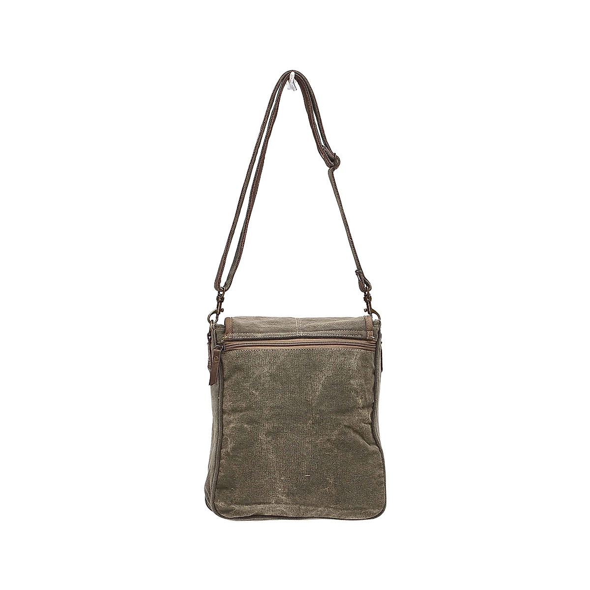 Myra Bags 1897 Upcycled Canvas Crossbody Bag S-1050, Tan, Khaki, Brown, One_Size