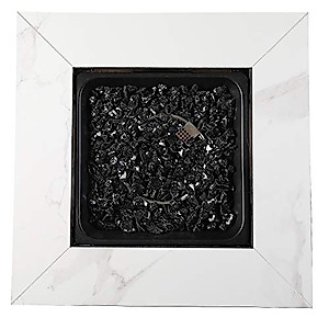 Endless Summer 30 Inch Square Outdoor 50,000 BTU LP Gas Fire Pit Table with Steel Mantel, Slate Finish, and Black Fire Glass, Gray