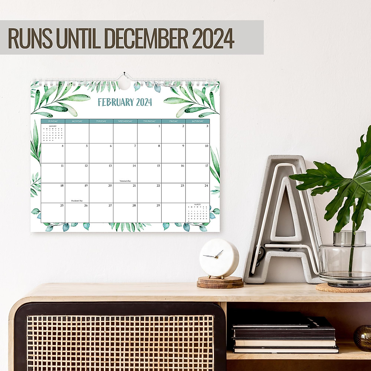 Aesthetic Greenery 2024 Wall Calendar - Runs from June 2023 Until December 2024 - The Perfect 23-24 Spiral Calendar and Monthly Planner for Easy Organizing
