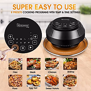 MICHELANGELO Air Fryer Lid for Pressure Cooker 6 Quart & 8 Quart, 8 In 1 Air Fryer Lid for Instant Pot, Pressure Cooker, Turn Your Electric Pressure Cooker into Air Fryer, 8 Presets and 95% Less Oil