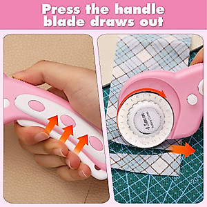 Rotary Cutter, Professional 45mm Rotary Fabric Cutter, Rotary Cutter for Fabric, Card Paper Sewing Quilting Roller Fabric Cutting Tailor Scissors Tool Dress Clothes Making DIY Tool (Pink)