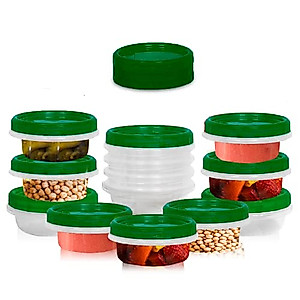 [Green - 12 Pk] Airtight Deli Containers with Lids Twist Lock Top Clear Food Storage for Meal Prep Snacks and Leftovers Freezer and Microwave Safe Stackable Leak-Resistant and 12 Pc. Set (8 Ounce)