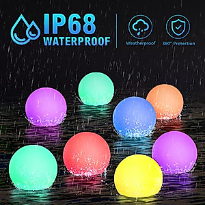 Uonlytech 4pcs LED Floating Pool Lights, Color Changing Floating Ball Light Waterproof Garden Light Rechargeable Hanging Night Lamp for Garden Pond Party