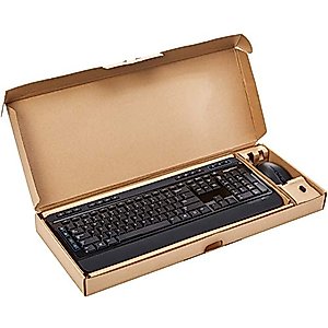 Amazon Basics Wireless Full Size Computer Keyboard and Mouse Combo, US Layout (QWERTY), Black