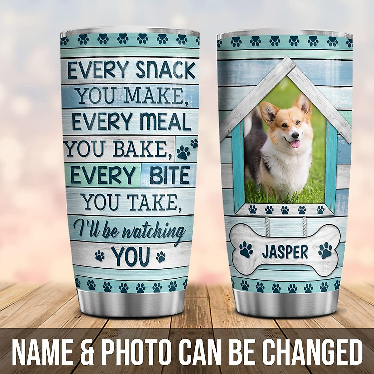Wassmin Dog Tumbler Personalized Mugs With Picture Photo Custom Cup I'' Be Watching You Dogs Tumblers 20oz 30oz Coffee Travel Mug Birthday Christmas Fathers Mothers Day Funny Gift For Dog Mom Dad