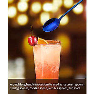 Lovingly Yours 9.5-Inch Long Handle Ice Tea Spoons, Ice Cream Spoons, Iced Teaspoons Long Coffee Spoons, Stainless Steel Stirring Spoons, Set of 4