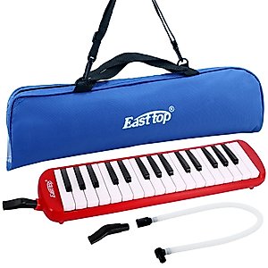 East top 32-Key Melodica, Professional Mouth Melodica Keyboard Organ Melodica Instrument for Adults, Students and Kids, As a gift, Set-Red