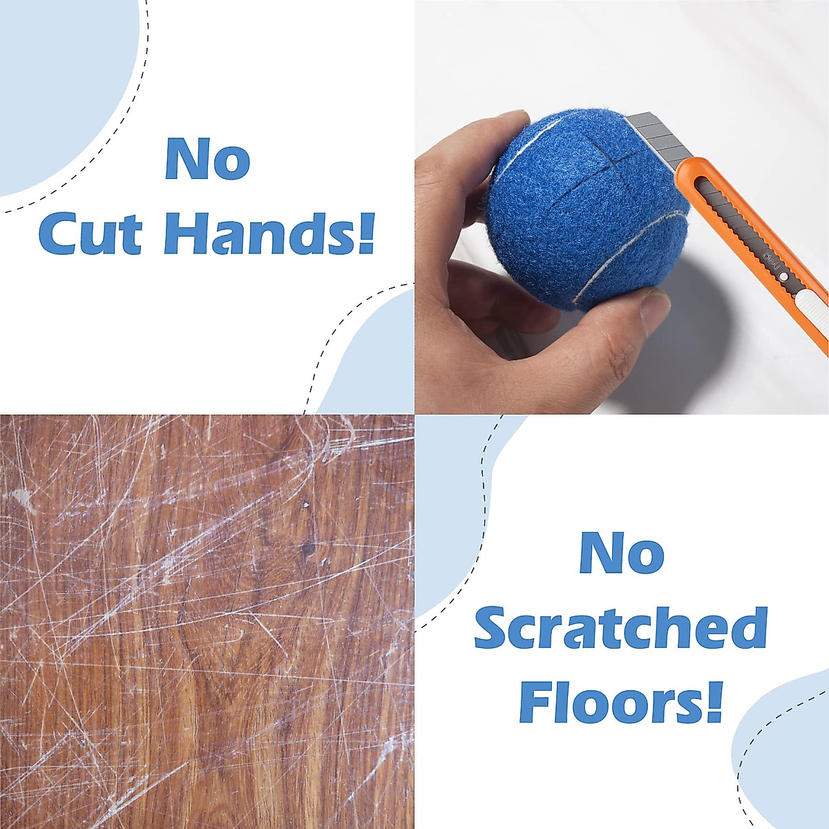 4PCS - Walker Glide Balls,Precut Walker Tennis Balls for Furniture Legs and Floor Protection,Walkers Legs Universal Precut Glide Balls,Heavy Duty Long Lasting Felt Pad Glide Coverings,Fit Most Walkers