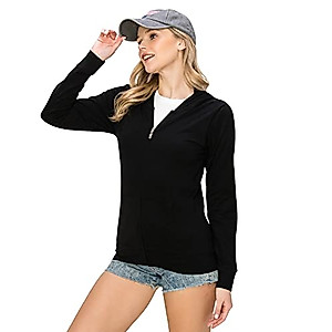 LALAPARKS Lightweight Cotton Zip-Up Hoodie Jacket - Comfy Casual Active Plain Everyday Wear - Black X-Large