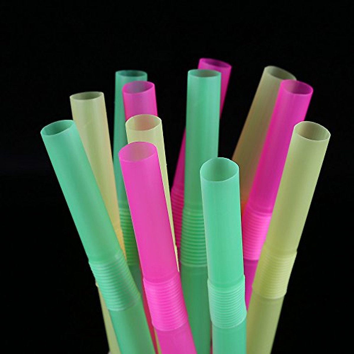Jumbo Flexible Smoothie Plastic Straws, 100 Pcs Assorted Colors Large Bendable Disposable Milkshake Straws, Wide Bendy Boba Drinking Straws (0.47" Diameter and 8.26" long)