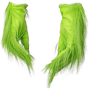 WPOYM Green Fluffy Plush Gloves. Christmas Monster Gloves. Halloween Cosplay Costume Accessories. Adult Child Christmas Cosplay Gloves(Gloves version)
