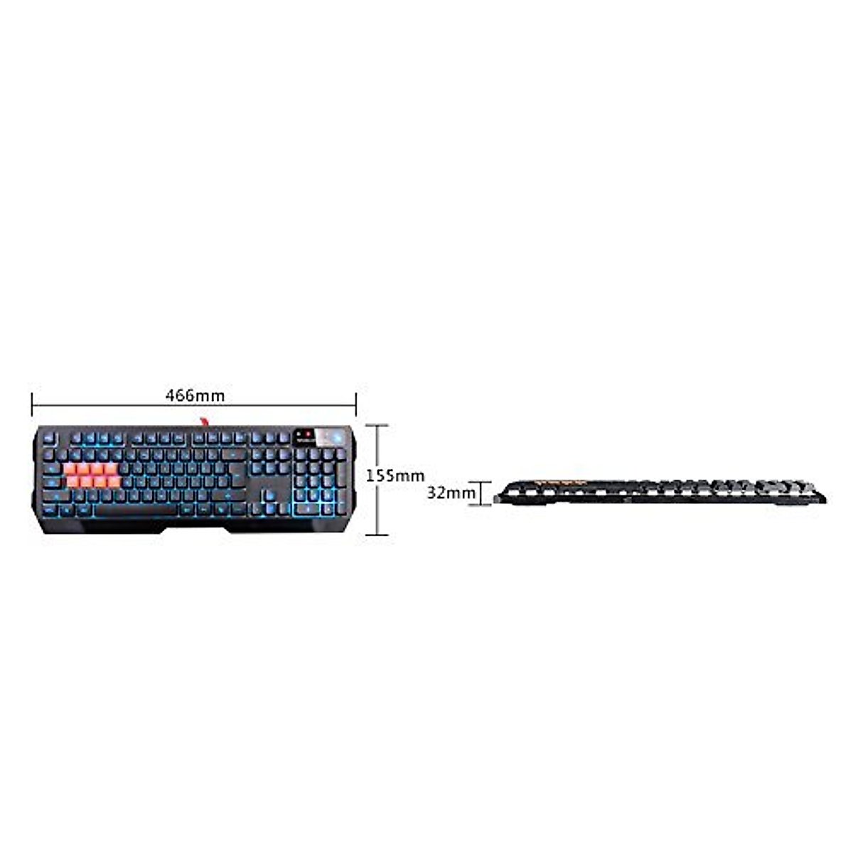 BLOODY B188 8-Key Light Strike (LK) Optical Mechanical Gaming Keyboard – Tri-Color LED Backlit – Smooth/Linear Black Switch