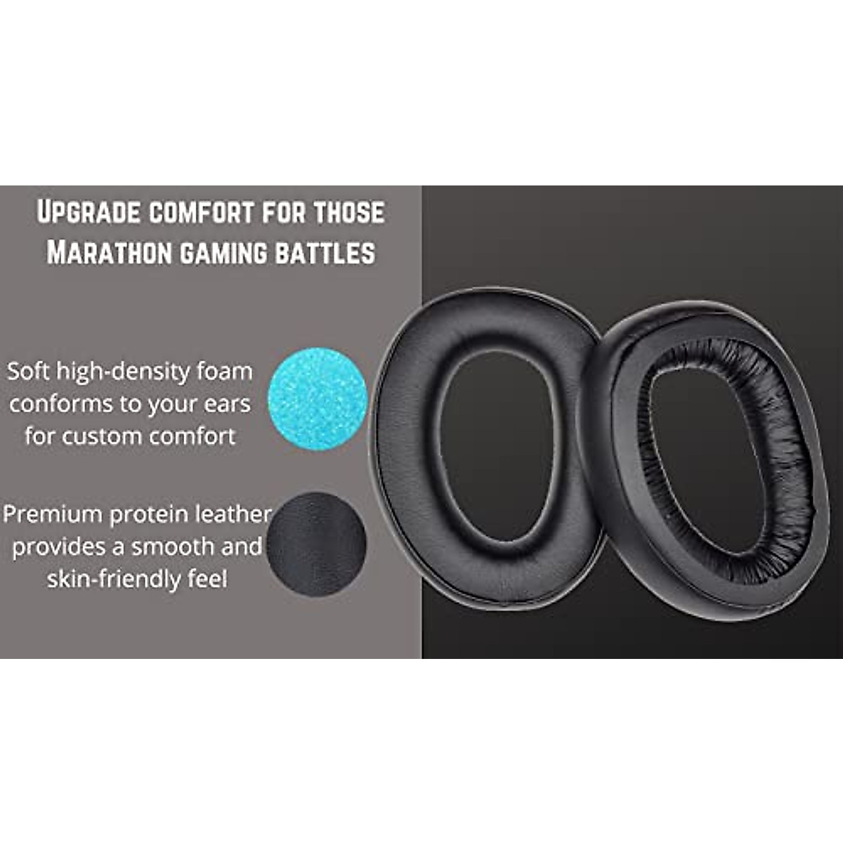 Premium Ear Pads Compatible with Sennheiser GSP 370, Sennheiser GSP 350, GSP 303, GSP 302, GSP 301 and GSP 300 Headphones. Premium Protein Leather | Soft High-Density Foam