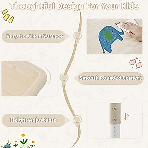 SwemDec Kids Table and 2 Chairs Set, Toddler Table and Chair Set with Graffiti Tabletop, Children Multi-Activity Table for Ages 3-8, Height-Adjustable Kids Study Table for Classroom/Daycare/Home