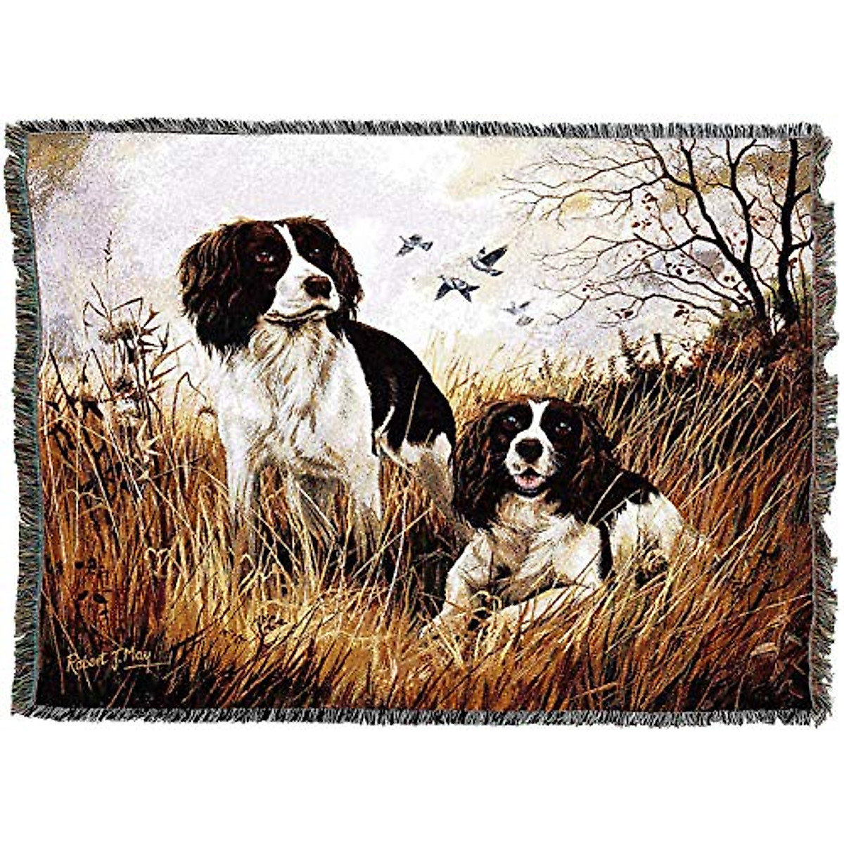 Pure Country Weavers English Springer Spaniel Blanket by Robert May - Gift for Dog Lovers - Tapestry Throw Woven from Cotton - Made in The USA (72x54)