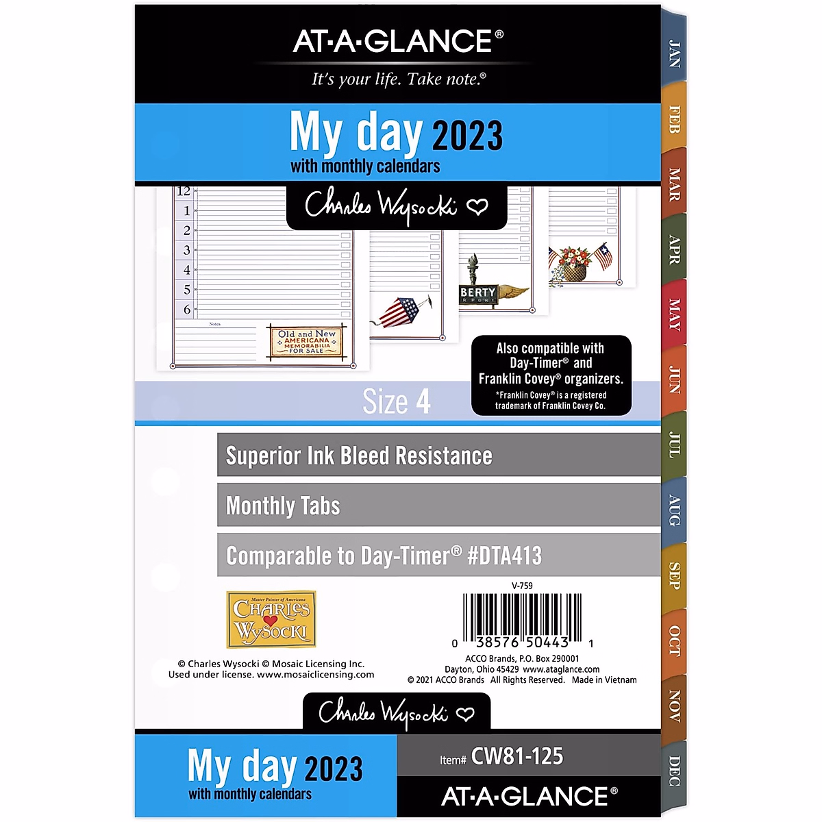 AT-A-GLANCE Charles Wysocki 2023 RY Daily Monthly Planner Refill, Loose-Leaf, Desk Size, 5 1/2" x 8 1/2"