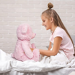 LotFancy Teddy Bear Stuffed Animals, 20 inch Pink Stuffed Bear, Cute Plush Toy with Footprints, Plushies for Kids Baby Toddlers on Baby Shower, Valentine's Day Gift for Girlfriend, Easter Decoration