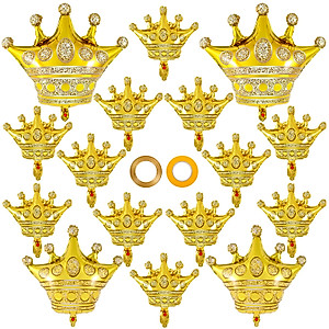 16 Pcs Crown Balloons,Gold Crown Foil Balloons Crown Shape Balloons Gold Anniversary Balloons for Christmas Birthday Party Baby Shower Wedding Bridal Shower Princess Themed Party Supplies