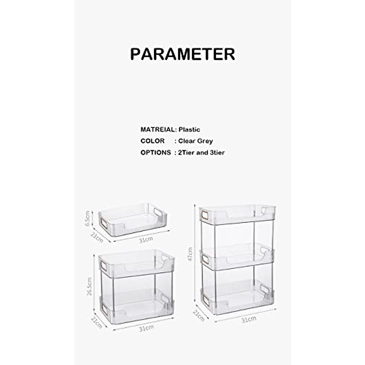 ICCGBHGO Bathroom Organizer Countertop, Bathroom Vanity Dresser Counter Shelf Storage, Clear Lotion Makeup Organizer Tray, Spice Under Sink Organizer Cabinet Rank for Bathroom Kitchen 2Tier