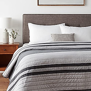 Nautica Home | Vessey Collection | 100% Cotton Reversible and Light-Weight Quilt Bedspread, Pre-Washed For Extra Comfort, Easy Care Machine Washable, Queen, Grey
