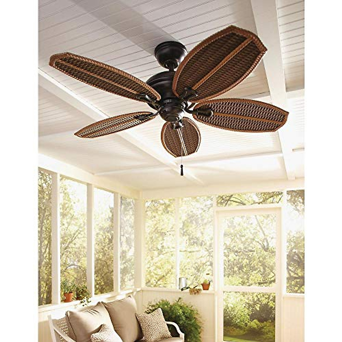 Hampton Bay Palm Beach Ii 48 In. Outdoor Natural Iron Ceiling Fan 191410 by King of Fans