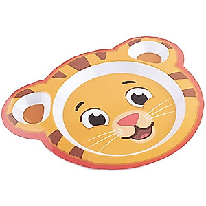 Daniel Tiger Mealtime Feeding Plates - Set of 2, Cute Compartment Dishes with Deep Sides for Kids - Divided Sections for Healthy Eating Habits, Melamine, BPA Free, Dishwasher Safe, Break Resistant