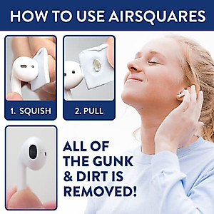 AirSquares Earbud Cleaning Putty, AirPods Cleaning Kit, Safely Remove Ear Wax, Dirt & Gunk from Wireless & Bluetooth Earpods, Earbuds, Headphones, Earphone, Hearing Aids & More (12 Pack)