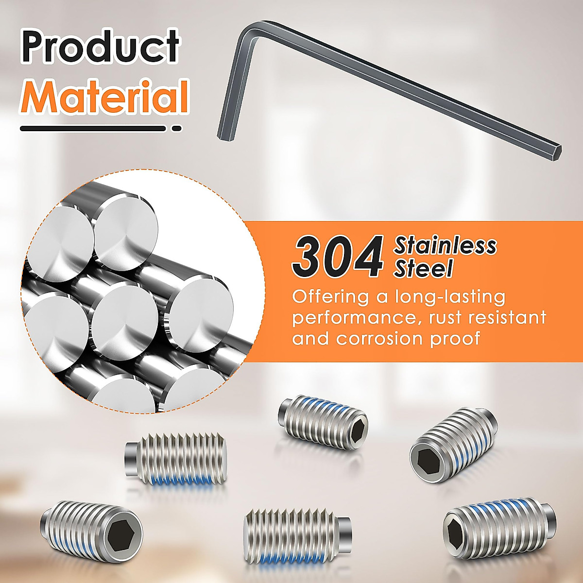 Enhon Set Screw Kit Replacement for 155023, Compatible with Moen Single Handle Kitchen Faucet, Include 5 Set Screws and a Hex Wrench, One Handle Lavatory and Kitchen Faucets Replacement Repair Kit