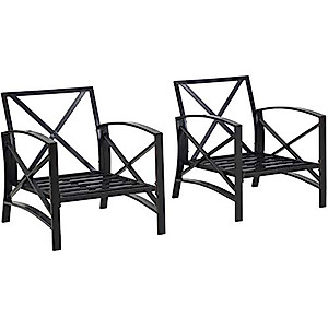 Crosley Furniture KO60013BZ-OL Kaplan Outdoor Metal Arm Chairs, Oiled Bronze with Oatmeal Cushions