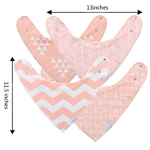 Pink Organic Cotton Baby Bandana Drool Bibs for Girls 8 Pack