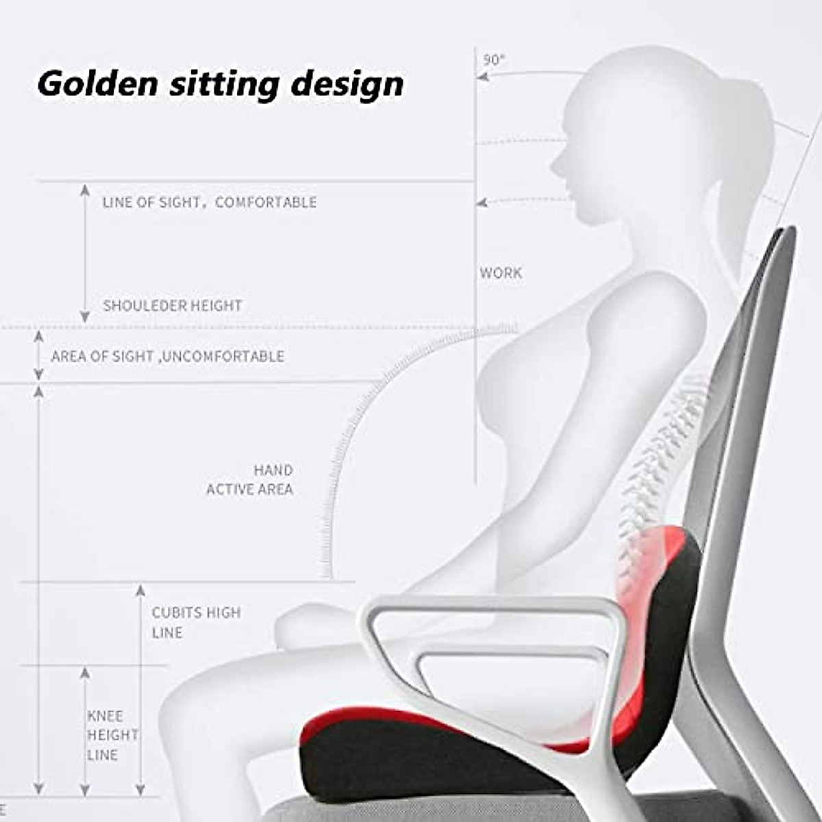 STIDE Memory Foam Seat Cushion & Lumbar Support Pillow for Office Chair Car Wheelchair Orthopedic Chair Pad and Back Cushion for Lower Back,Green