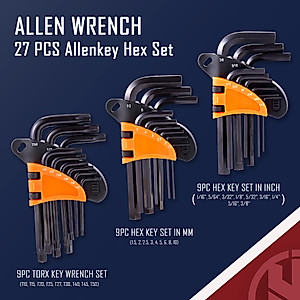 KNINE OUTDOORS Screwdriver Set Repair Kit Maintenance Tools with File Set, Hex Key Set, Ergonomical Designed T-BAR Ratcheting Wrench Rubber Mallet Bits Wrenches Adapters Pin Punches, 138 Set
