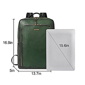 CLUCI Genuine Leather Laptop Backpack for Women 15.6 inch Computer Bag Travel Vintage Daypack Business Bags Sassafras Green