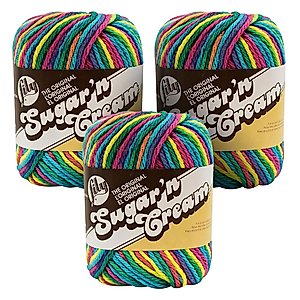 Lily Sugar'n Cream Ombre Yarn - (4) Medium Gauge 100% Cotton - 2 oz - Psychedelic (3-Pack)