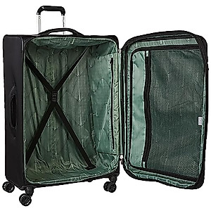 DELSEY Paris Sky Max 2.0 Softside Expandable Luggage with Spinner Wheels, Black, Checked-Medium, 24 Inch