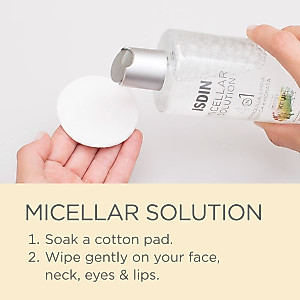 ISDIN Micellar Solution, 4 in 1 Makeup Remover, Cleanser, Hydrating Toner - Suitable for Sensitive Skin, 13.5 Fl. Oz