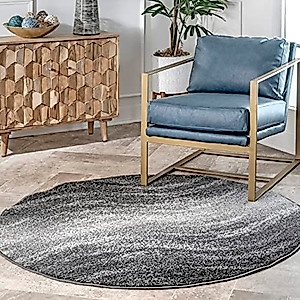 nuLOOM Julene Abstract Waves Area Rug, 5' Round, Grey