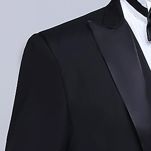 Mens Formal Tuxedo Jacket Set Solid Slim Fit Tailcoat Blazer Sets Swallowtail Dinner Party Wedding Tux Dress Coat (Black 1,XX-Large)