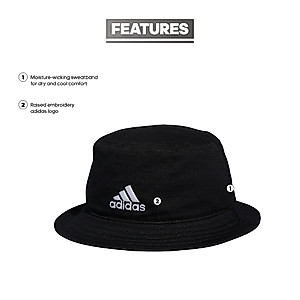 adidas Women's Essentials Plus Bucket Hat, Black/White, One Size