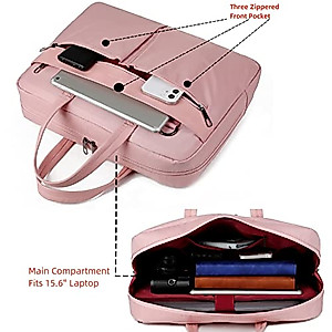 Laptop Bag for Women Computer Shoulder Bag 15.6 inch Laptop Tote Purse Set Business Briefcase Handbag Waterproof BC-02 (Pink)
