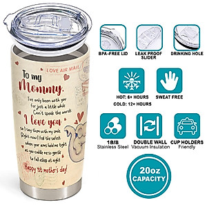365FURY First Mothers Day Gifts For New Mom, Daughter From Baby, Sister, Son - 1st Mothers Day Coffee Mug - Elephant 20oz Double Wall Vacuum Insulated Tumbler With Lid for Woman